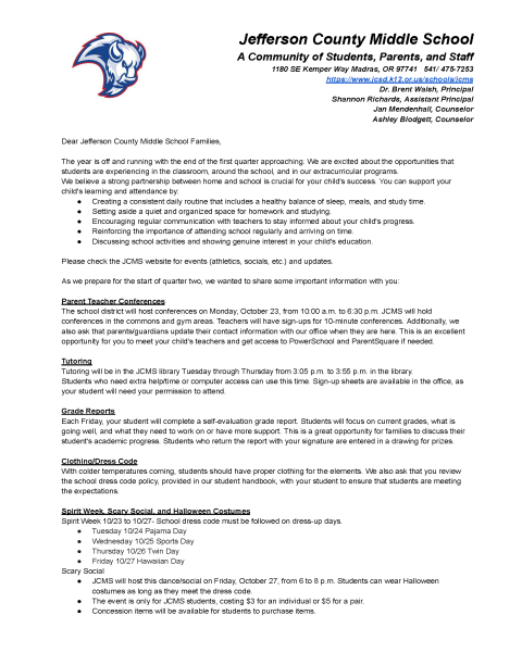 JEFFERSON COUNTY MIDDLE SCHOOL | Jefferson County School District 509J